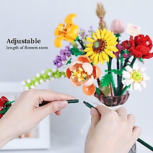 QLT Mini Bricks Flower Bouquet Building Sets, Artificial Flowers, DIY Unique Decoration Home, 547 Pieces Botanical Collection for Ages 8-12 yrs Old Girl for Gift（Not Compatible with Lego Set ）