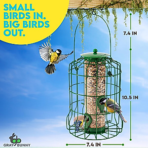 Wild Bird Feeders Squirrel Proof for Outside Hanging, 1.25 lb Capacity Steel Bird Feeder Squirrel Proof for Small Birds, Chew Proof and Rust Proof, 4-Port