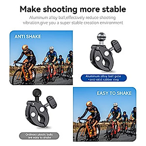 TELESIN Handlebar Clamp Mount with Flexible 360 Ball Head Bike Bicycle Motorcycle Boat Vehicle Tree Tube Extension Mounting Attachment for GoPro Insta360 DJI Action LED Light Vlog Video Accessories