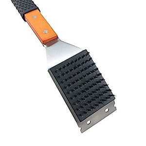 M.P.I cooper Grill Cleaning Brush and Scraper, Best BBQ Wire Bristles Brush for Grill Cleaning, Long Wooden Rubber Handle for Comfortable Safe and Strong Grip with Bottle Opener Tool