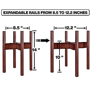 ZPirates Wood Plant Stand for Indoor and Outdoor - Adjustable Width (up to 12 Inches) for Small Medium and Large Planter Pots -14-inch Tall