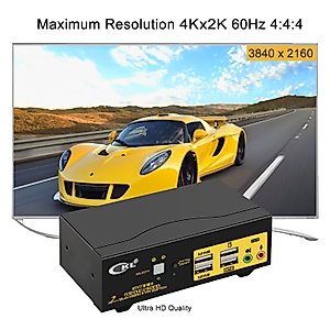 2 Port Dual Monitor KVM Switch HDMI 4K@60Hz YUV 4:4:4 with Audio Outputs and USB 2.0 HUB CKL-922HUA-2