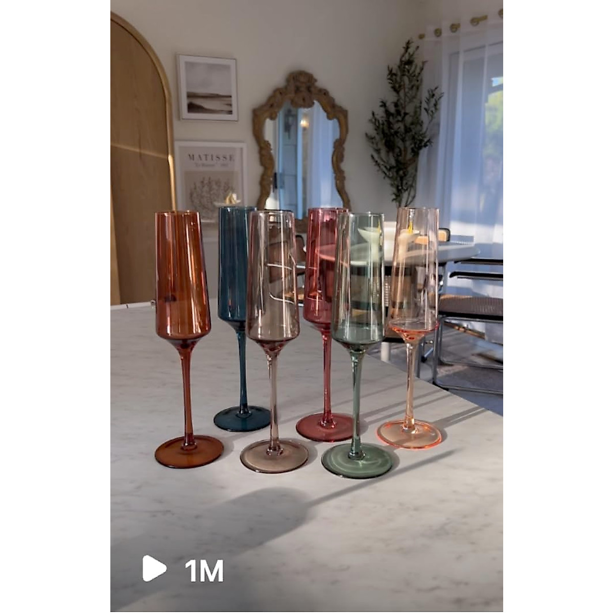 Saludi Colored Champagne Flutes - As Seen on 'Bachelor in Paradise' - 7oz (Set of 6) Stemmed Multi-Color Champagne Glass - Great for All Occasions and Gifts - Luxury, Durable, Hand-Blown