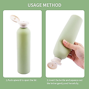 5pcs Green Plastic Empty Squeeze Bottles,Travel Shampoo Bottles,Squeeze Bottles with Flip Cap,8.8oz 260ml Leak Proof Refillable Container for Face Cream, Lotion, Shampoo, Conditioner