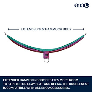ENO DoubleNest Hammock - Lightweight, Portable, 1 to 2 Person Hammock - for Camping, Hiking, Backpacking, Travel, a Festival, or The Beach - Fade/Seaglass
