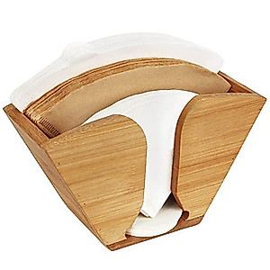 Unibene Bamboo Coffee Filter Holder, Coffee Paper Storage Container Dispenser Rack Shelf for Aeropress, Chemex, Hario V60 and Melitta Cone Filters