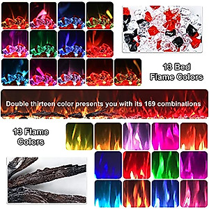 Rodalflame 72 Inches Electric Fireplace Inserts, Recessed and Wall Mounted Fireplace Heater for Indoor Use with Remote Control, 13 Color Flames with Log &Crystal, 9H Timer, 750/1500W