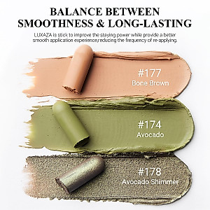 LUXAZA 3PCS Eyeshadow Stick, Metallic And Green Eye shadow Sticks Pencil Crayon，Eye Brightener Stick Makeup with Crease-proof Formula