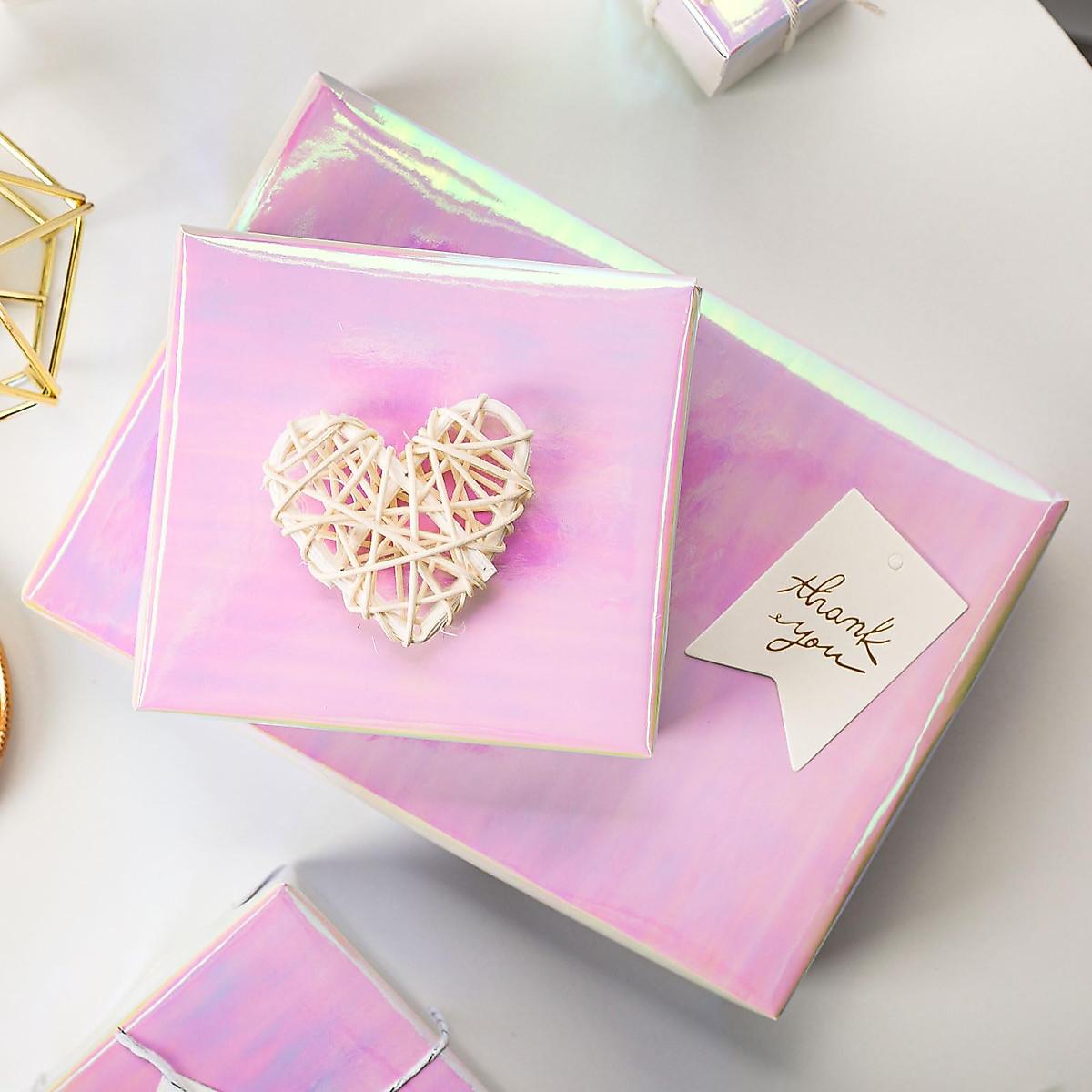 MAYPLUSS Pink Wrapping Paper Roll - 17Inch X 32.8Feet - Luxury Shiny Holographic Iridescent Girl Fairy Gift Wrap Present Paper for Birthday Wedding Bridal Shower Valentine's Day Mother's Day