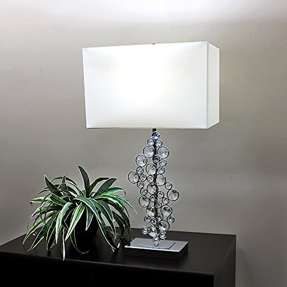 Elegant Designs LT1027-CHR Prismatic Crystal Sequin and Chrome Table Lamp