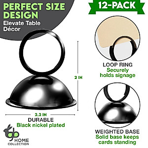 Gray Bunny 12 Pieces Metal Table Number Holders, 2 Inches Black Place Card Holder, Table Number Stands, Table Sign Holders, Black Table Card Holder Stand for Photos, Food Signs, Birthdays, Weddings