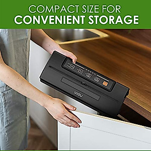 YIOU Vacuum Sealer Machine, Food Storage Machine, 80kPa Pro Vacuum Food Sealer for Food with Starter Kit, Dry Moist Mode Easy to Clean, Automatic Vacuum Sealer Machine, Black