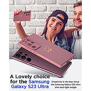 AICase for Samsung Galaxy S23 Ultra Heart Case for Women with Full Camera Lens Protection,Silicone Girly Cute Side Soft Slim Shockproof Protective Cover for Samsung Galaxy S23 Ultra 6.8" 2023_5