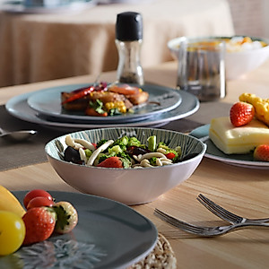 PUMELAMI Melamine Dinnerware Sets of 12Pcs,Dishes Set for 4, Blue Dinnerware Sets, Suitable for Indoor and Outdoor Use,Unbreakable,Dishwasher Safe,BPA free