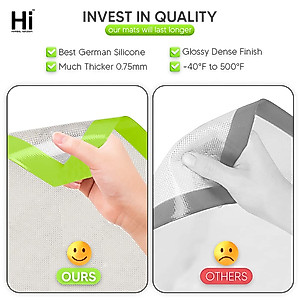 Set of 2 HI Silicone Baking Mats, Baking Mats Silicone for Oven Baking, Silicone Mats heat resistant up to 4800F, Baking Mats measures (11-5/8 by 16-1/2) inches each