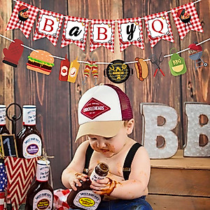 Uniwish Baby Q Banner for Baby Shower Birthday Party Decorations Summer BBQ Barbecue Picnic Party Supplies Photo Backdrop