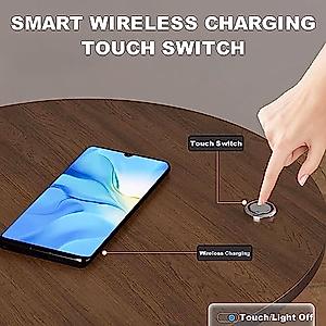 BKEKM Nightstands Smart Nightstand Wood End Table Wireless Charging Bedside Table 1 Drawers Bedside Dresse 3 Color Led Light Bedside Cabinet Well Made