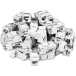 TRENDnet Cat6 RJ45 Keystone Jack 50-Pack Bundle, TC-K50C6, Compatible with Cat5/Cat5e/Cat6 Cabling, Use with The TC-KP24 or TC-KP48 Blank Keystone Patch Panels(Sold Separately) White