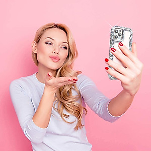 HFICY Sparkly Phone Case with Glass Screen Protector and Crystals Lanyard,Full Bling Diamonds Crystals Soft Protective Cover for Girls Women (Ring holder,for Samsung Galaxy A40)