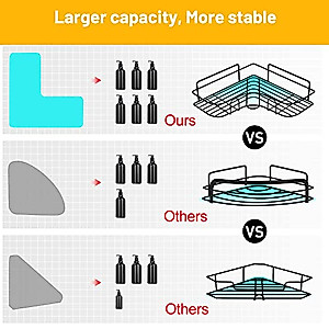 KOPORASION Corner Shower Caddy, Shower Shelves Basket Rack with Adhesive Hooks and Soap Dish,RustProof Stainless Steel Shower Organzier for Bathroom Storage, Toilet,Kitchen (3 Pack)