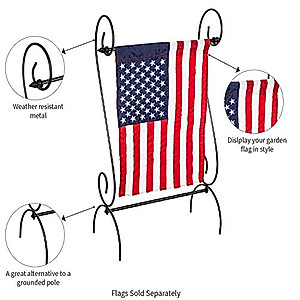Evergreen Scroll American Garden Flag Stand | Premium Metal Iron Garden Flag Holder Stand for Outside House Décor | Fits 12.5" x 18" Garden Flags
