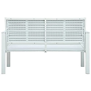 vidaXL Patio Bench Garden Outdoor Balcony Terrace Outside Backyard Yard Porch Home Furniture Seat Lounge Seating HDPE White Wood Look