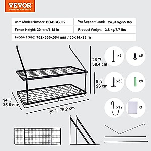 VEVOR Pot Rack Wall Mounted, 30 inch Pot and Pan Hanging Rack, Pot and Pan Hanger with 12 S Hooks, 55 lbs Loading Weight, Ideal for Pans, Utensils, Cookware in Kitchen