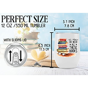 Onebttl 12oz Stainless Steel Insulated Tumbler with Lid - Book Lovers Gift for Women