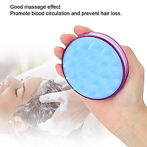 Shampoo Massager Brush, Round Silicone Scalp Massage Exfoliator Comb for Hair Cleaning Washing, Shampoo Brush Massager for All Hair Types of Women, Men (purple)