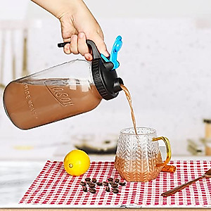 Half Gallon Mason Jar Pitcher Large Wide Mouth 64 oz with Lid - 2 Quart for Iced Tea, Sun Lemonade, Coffee, Airtight, Set of 1
