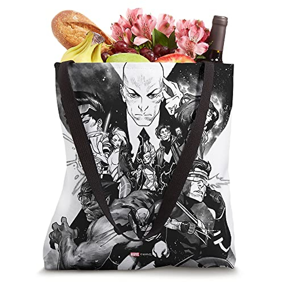 Marvel X-Men Mutant Super Heroes Black and White Tote Bag