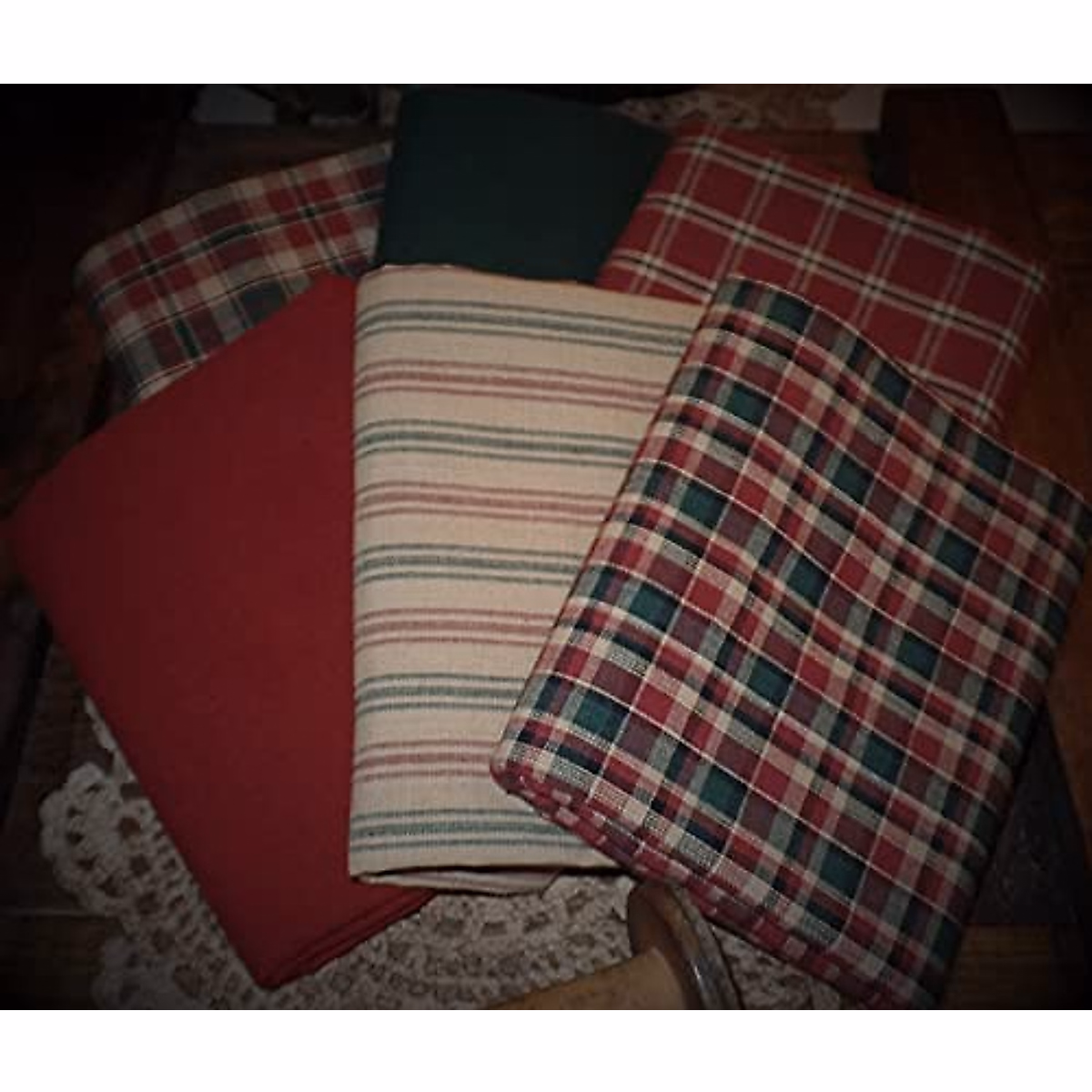 Primitive Homespun Fabric~Christmas Spruce~Farmhouse Rustic Fabric~ (Strips (50) 1" x 18") (Jelly Roll (15) 2.5” x 44”)
