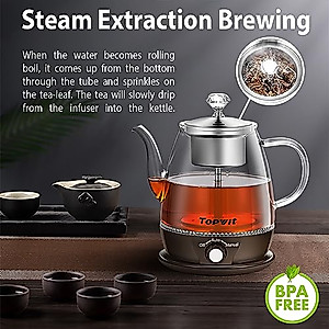 Topwit Electric Kettle, Electric Tea Kettle with Automatic Sprinkling for Tea-brewing, Keep Warm and Dual Modes Electric Tea Maker, 1L Pour Over Teapot & Hot Water Kettle with Stainless Steel Infuser