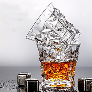 MJZQCD Whiskey Glasses Set of 2, 9 OZ 260ml Old Fashioned Glasses,Bar Glasses, For Scotch Cocktail Rum Cognac Vodka Liquor.Bourbon Glasses, Parties, Bars, Gifts, Restaurants and Home …