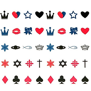 Oottati Small Cute Temporary Tattoo Finger Crown Spades Red Hearts (Set of 2)
