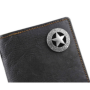 Biker Rock Star Concho Mens Card Money Long Black Real Leahter Wallet With Chain