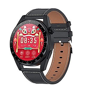 NW HANDA HK3 Pro Smart Watch for Men Women, Fitness Tracker Smartwatch with Heart Rate Blood Pressure Sleep Monitor Pedometer Bluetooth Call IP68 Waterproof Activity Tracker (Black+Brown)