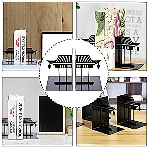 HALOU 1 Pair of Practical Metal Bookends Chinese Style Bookshelf Book Stands Reading Bookshelf