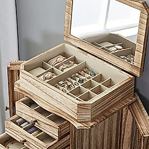 Emfogo Standing Jewelry Armoire, 7 Drawers & 2 Side Doors Jewelry Amoire Cabinet Standing with Top Flip Makeup Mirror, Jewelry Chest Jewelry Boxes