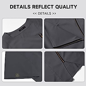 niaahinn Scrubs Top V-Neck with Zipper for Women Originals Women's Mecical Uniform Top (Grey,L,Large)