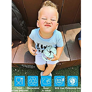 BraveJusticeKidsCo | Snack Attack Cup Collapsible Silicone Container Toddler and Baby Catcher Lid (Mint Green)