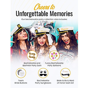 Bachelorette Party Captain's Hat - Cute Bride to Be Nautical Bachelorette Hat | Fun Bridal Shower Accessories Decor Wedding (with Veil) White