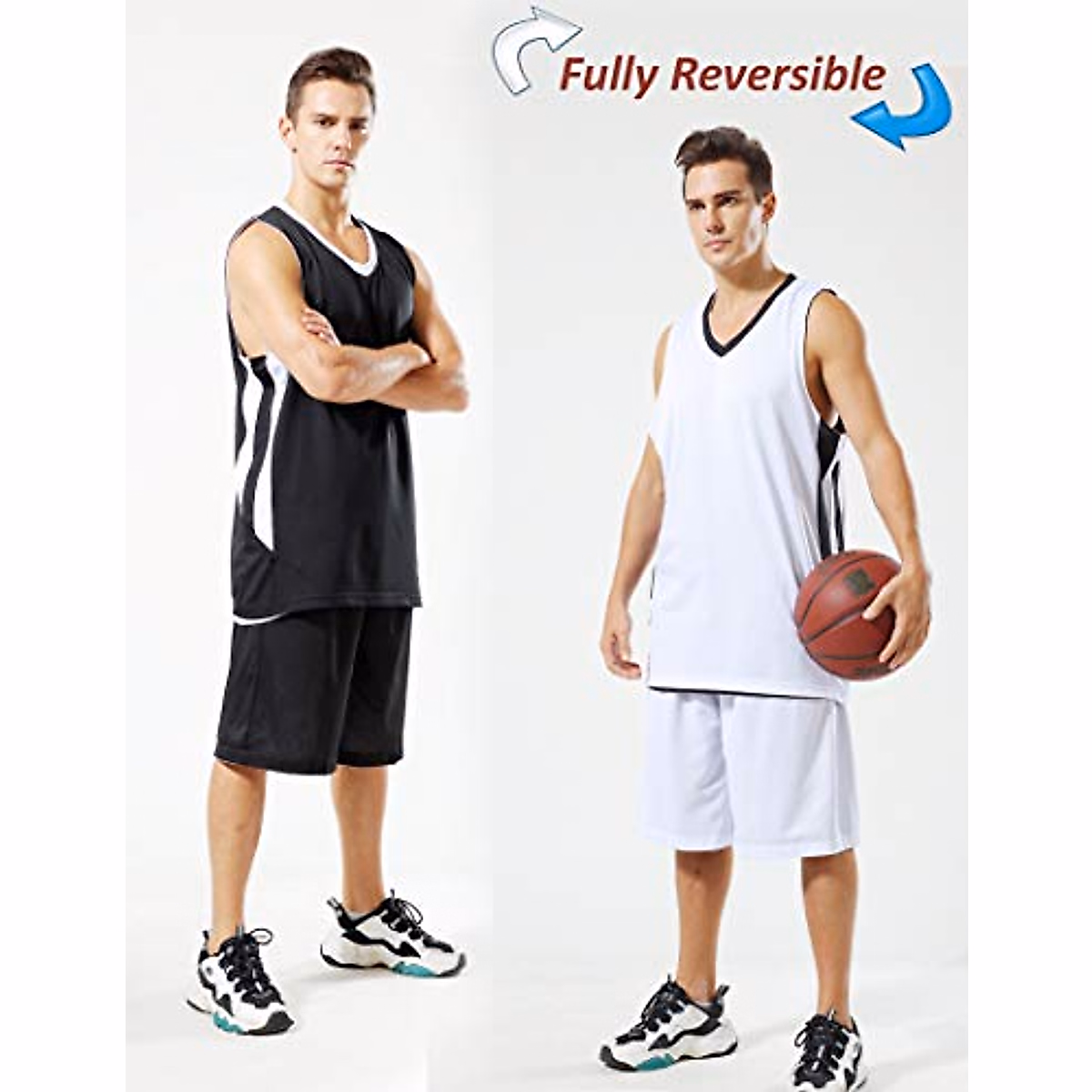 Liberty Imports Reversible Men's Mesh Athletic Basketball Jersey Single for Team Scrimmage (Black/White, Medium)