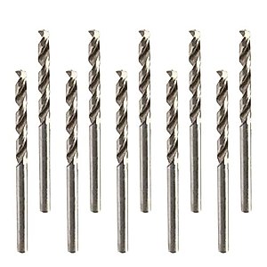 Auniwaig 10pcs Twist Drill Bit, 2.5mm HSS-6542 Straight Shank Drill Bit- 135° Tip, for Metal, Steel, Wood, Plastic, Copper, Aluminum Alloy, Stainless Steel Silver