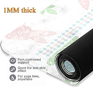 OTVEE Cute Bunnies Yoga Mat for Women Non Slip Ultra Thin 1 MM Travel Yoga Mat with Carrying Bag Suede Fitness Exercise Mat for Yoga Pilates Workout Routines Camping