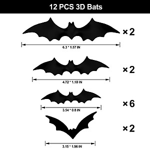 MiniRed Halloween Banner, Happy Halloween Bunting Banner with Bats, Premium Horror Halloween Party Decorations Supplies (With 12PCS 3D Bat Stickers)