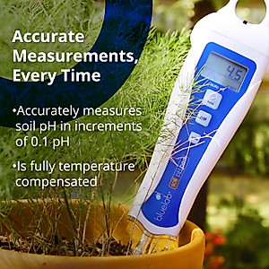 Bluelab PENSOILPH Soil pH Pen, Digital Meter and Water Test Kit, Also Used for Coco and Rockwool with Easy Calibration for Hydroponic System and Indoor Plant Grow, Clear