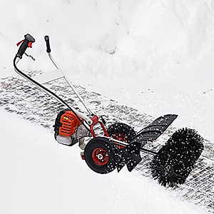 Handheld Sweeper 52cc 2 Stroke 2.5HP Power Engine Gas Power Sweeping Broom Handheld Turf Lawn Sweeper for Cleaning Snow Driveway Grass Lawn Garden
