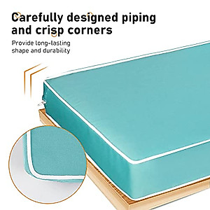PNP FKJP 1 Pack Outdoor Cushion Washable Covers 48" X 18" X 3"Inch, Water-Resistant Seat Slipcovers, Patio Furniture Covers with Zipper and Tie, Aqua Blue 【Only Cover】