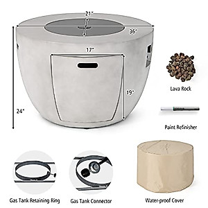 Giantex Firepit Table for Outside - 36" Round Propane Fire Pit, 50,000 BTU Outdoor Gas Fire Tables w/Lava Rocks, Stainless Steel Burner, Water-Proof Cover, Stone Fire Pit Table for Patio Garden